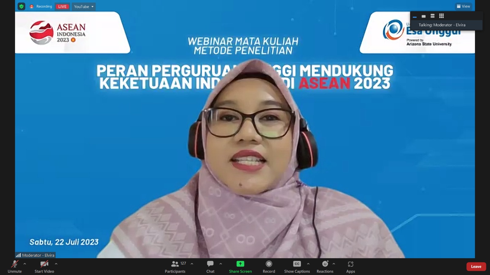 Webinar Mata Kuliah Metode Penelitian pascasarjana Ilmu Komunikasi Universitas Esa Unggul