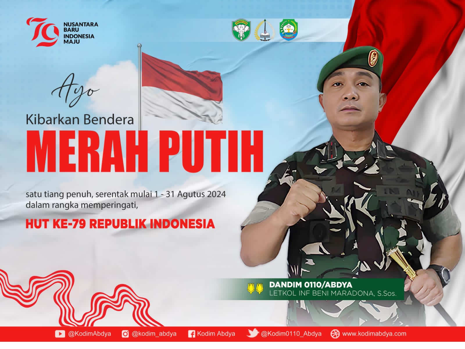 Semarakan HUT RI ke -79 , Dandim Abdya Ajak Serentak Kibarkan Bendera ...